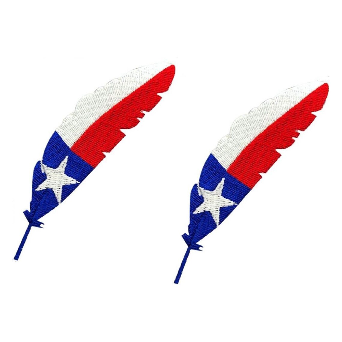 Texas Flag Feather TX Embroidered Patch - 2pc 4 X 1 Inch Iron on or Sew ...