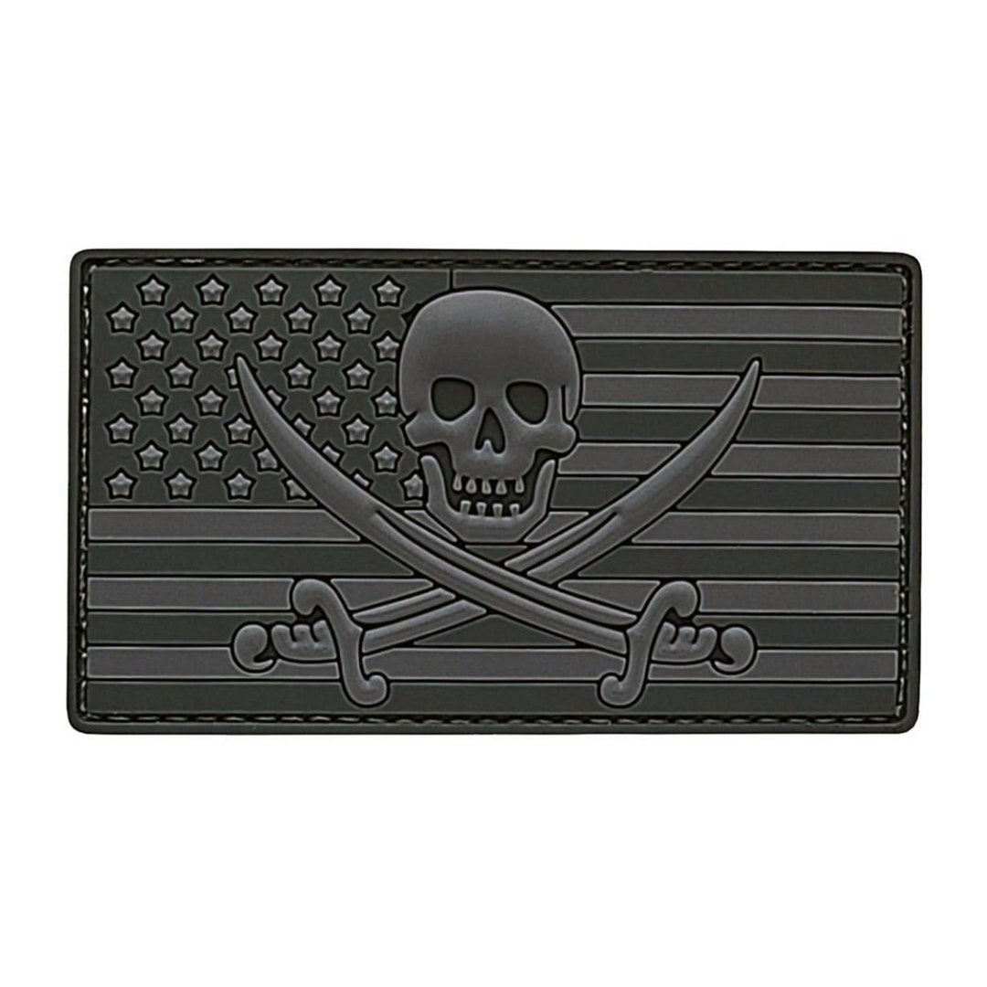 Jolly Roger Calico Jack Pirate USA Flag PVC Rubber Patch - 3.5 X 2 Inch ...
