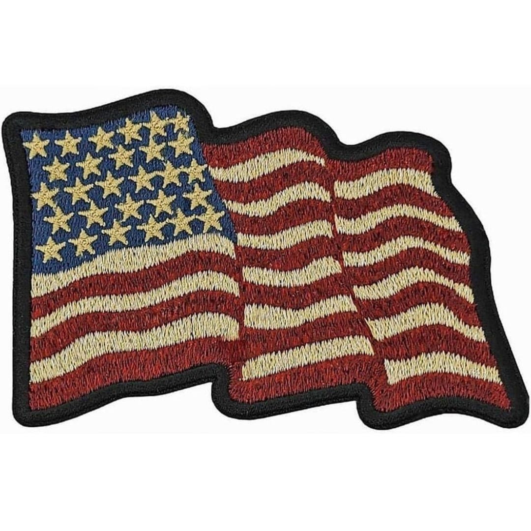 American Waving Flag Patch Distressed USA Flag Patch - 4 X 3 Inch Iron ...