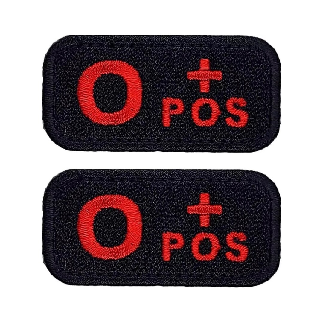 Blood Type O Positive Morale Patch 2pc 2 X 1 Inch Hook Fastener Backing ...