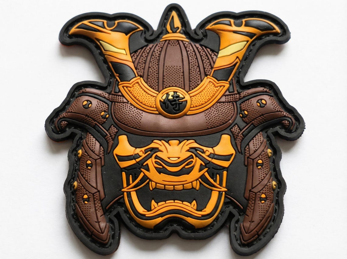 Samurai Mask PVC Rubber Morale Patch - 3 X 2.75 Inch Hook Fastener ...