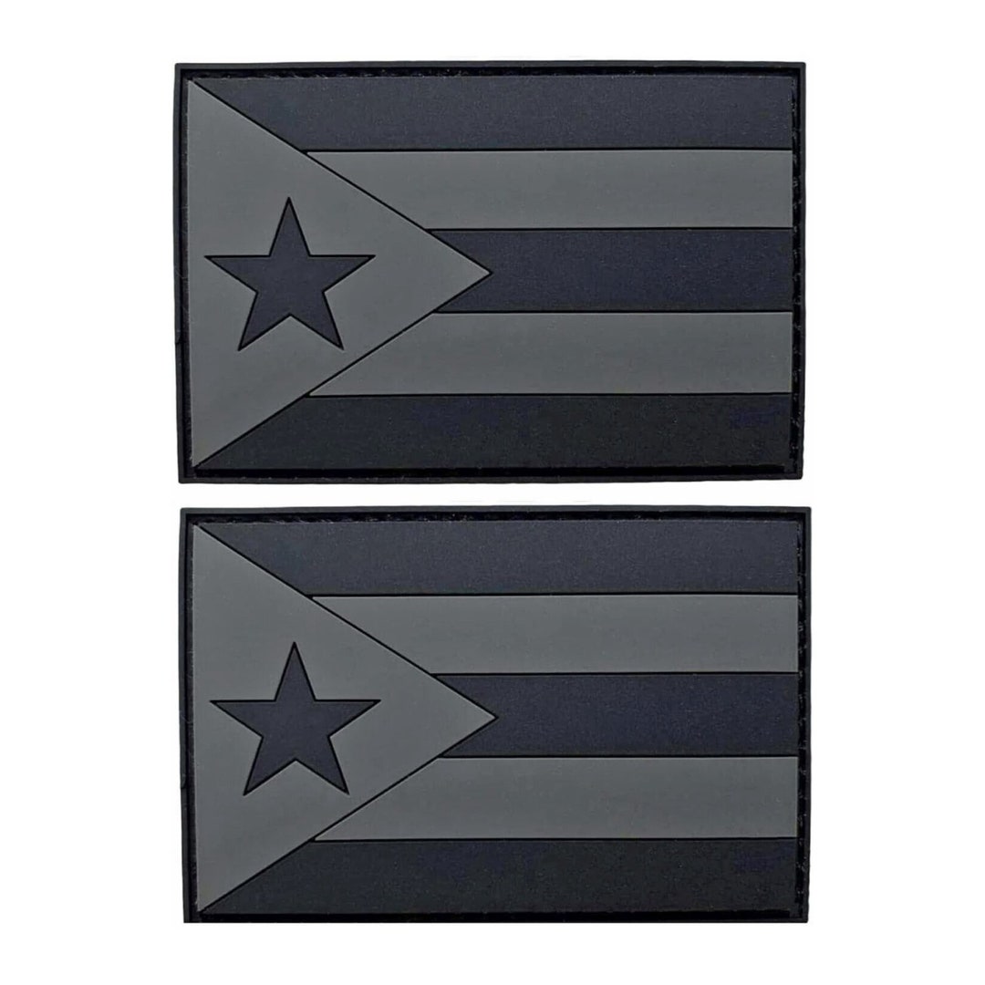 Puerto Rico Flag PVC Rubber Morale Patch 2pc 3 X 2 Inch Hook Fastener ...