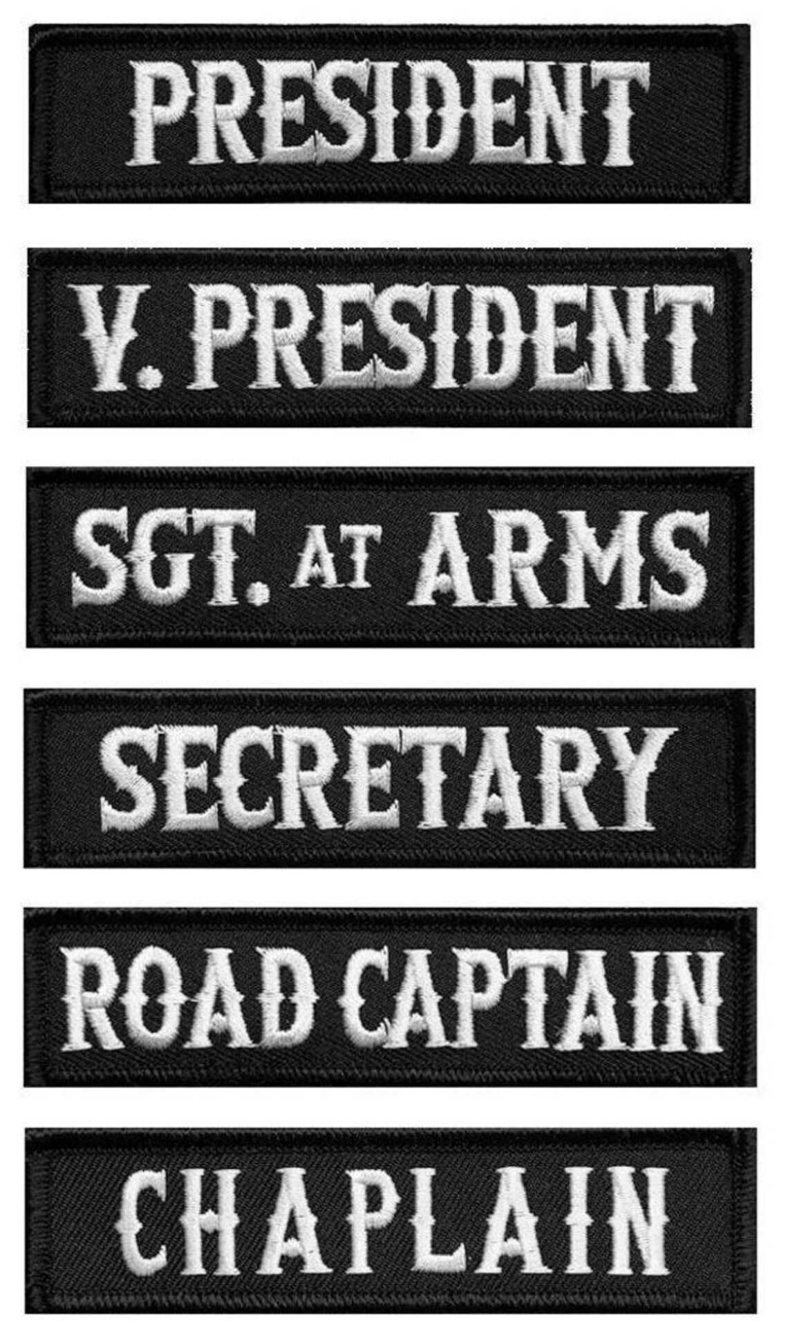 Officer Title Rank Vest Patches President VP Chaplain MC Biker Club 6pc ...