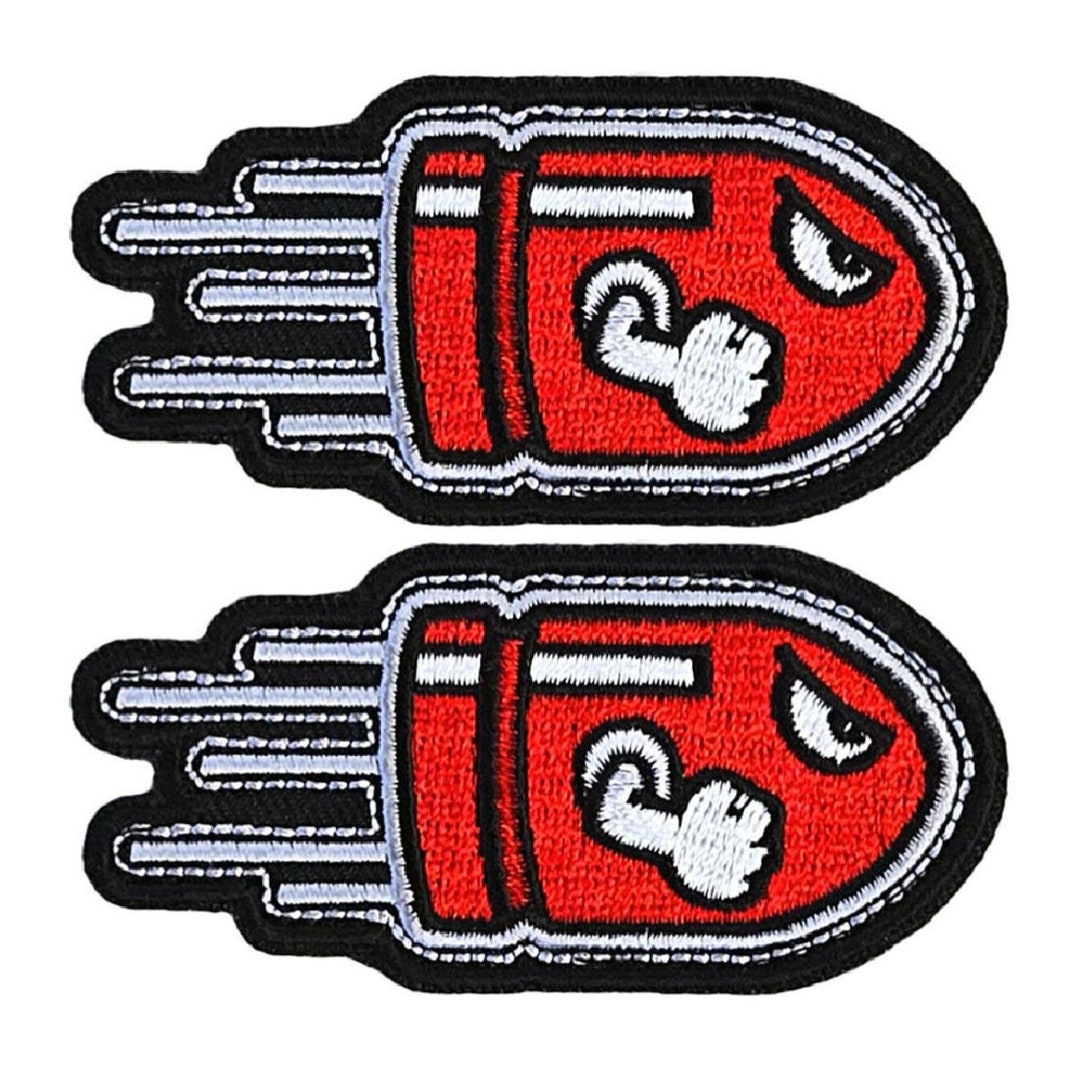 Angry Flying Bullet Embroidered Bullet Bill Patch 2pc 3 X 1.5 Inch Hook ...