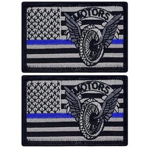 Police Law Enforcement Motorcycle Trooper Thin Blue Line USA Flag Patch ...