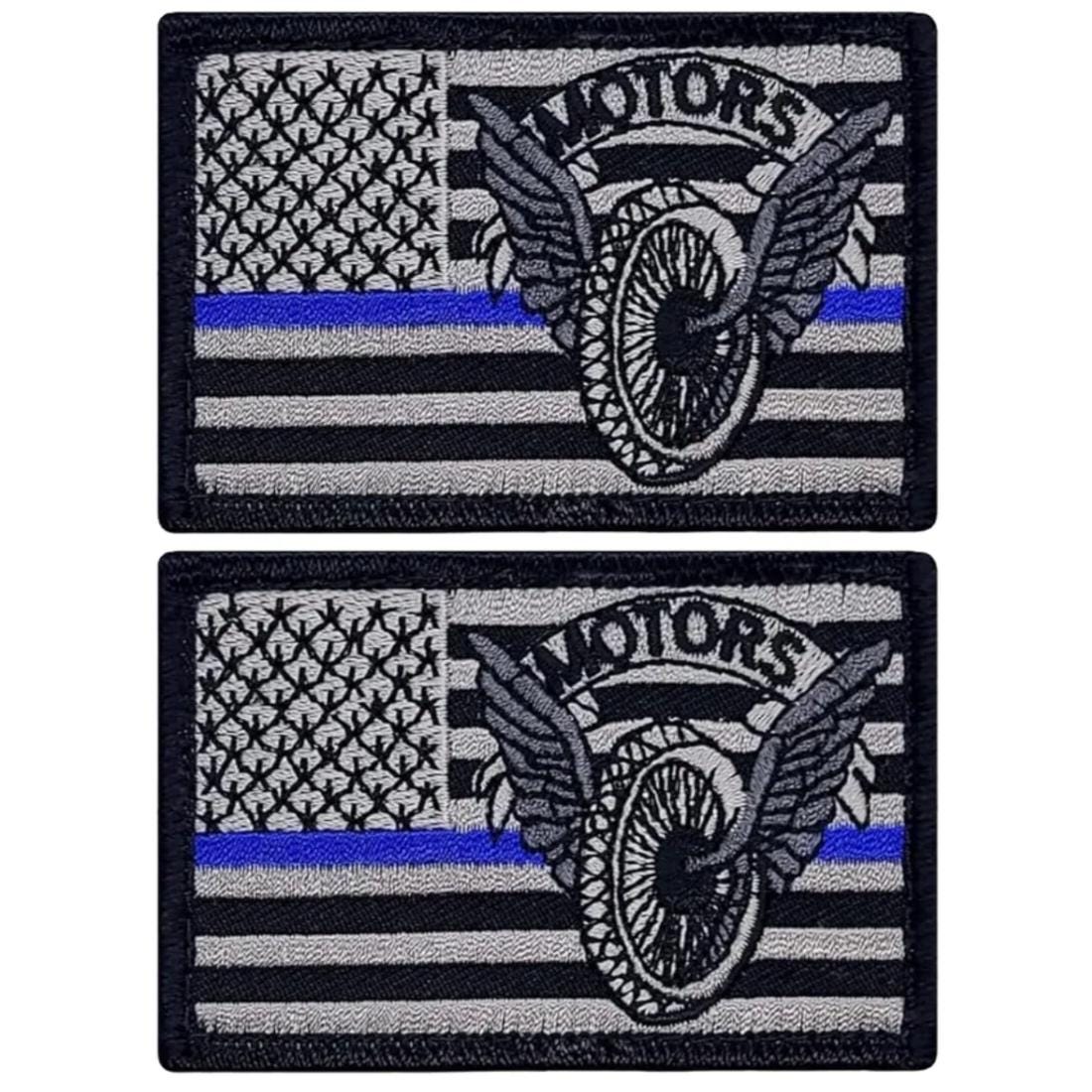 Police Law Enforcement Motorcycle Trooper Thin Blue Line USA Flag Patch ...