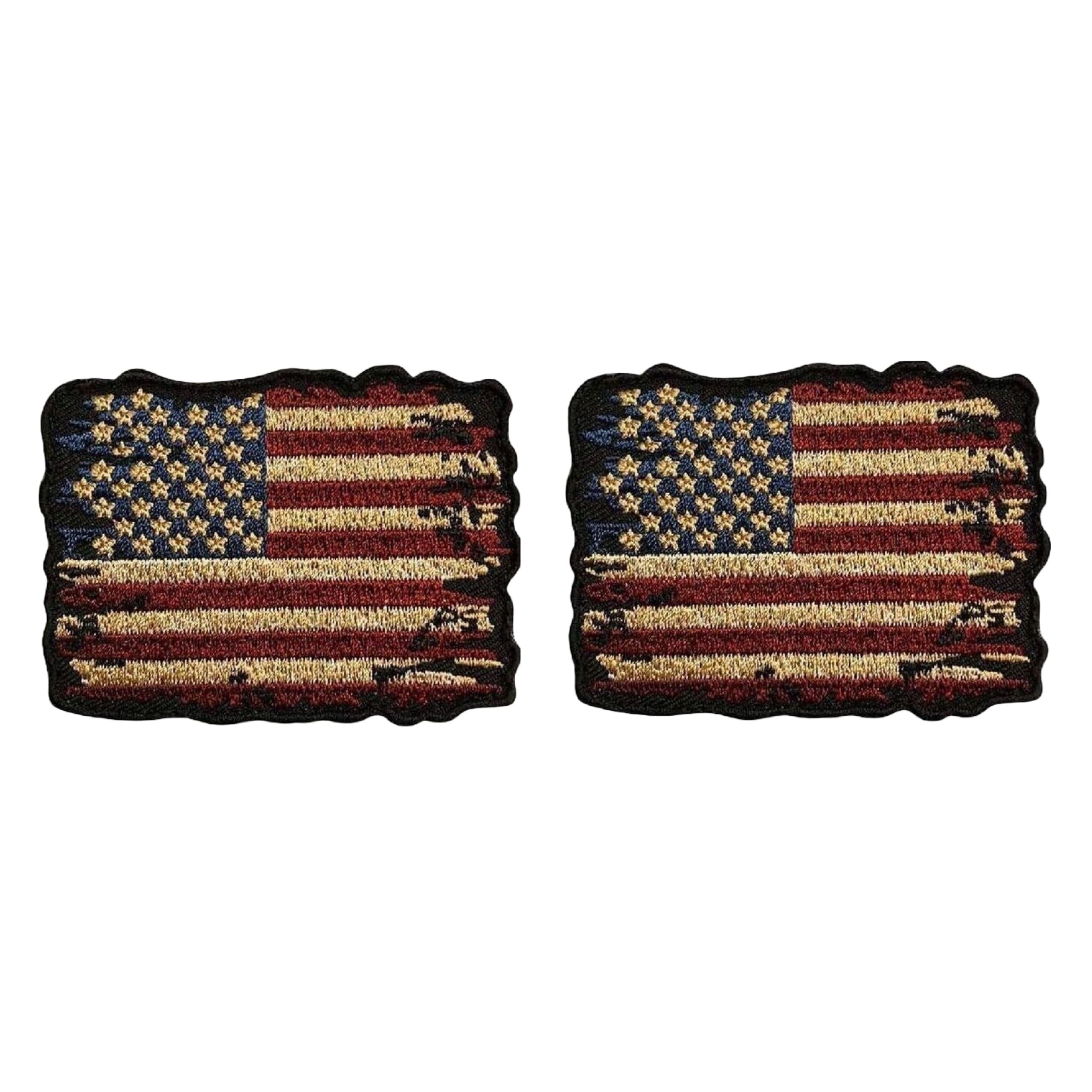 Distressed American USA Flag Vintage Look Embroidered Patch 2pc 3 X 2 ...