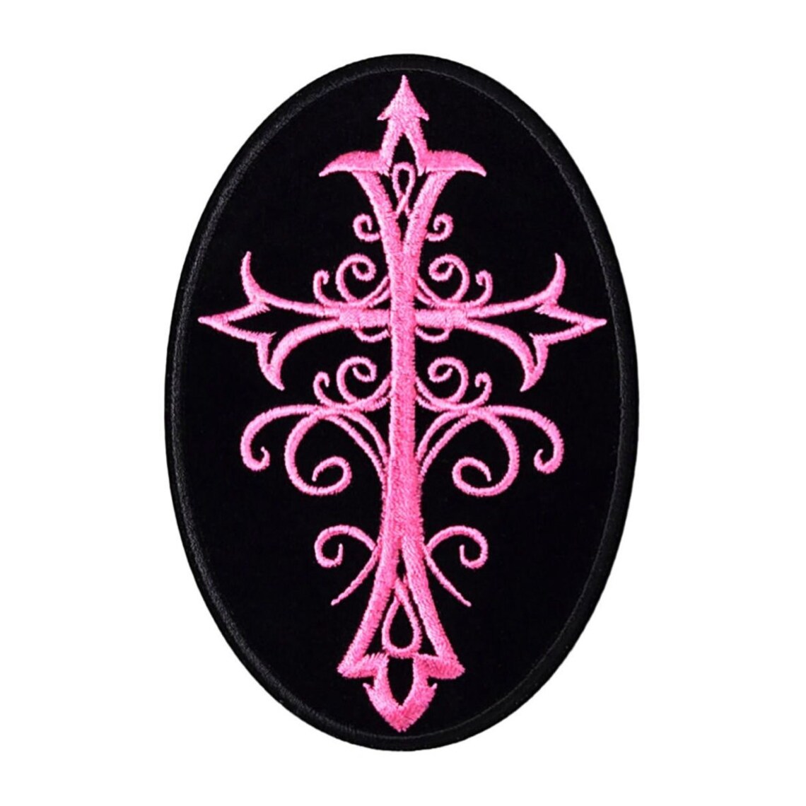 Pink Crucifix Cross Embroidered Patch - 2pc 3 X 5 Inch Iron on Sew on ...