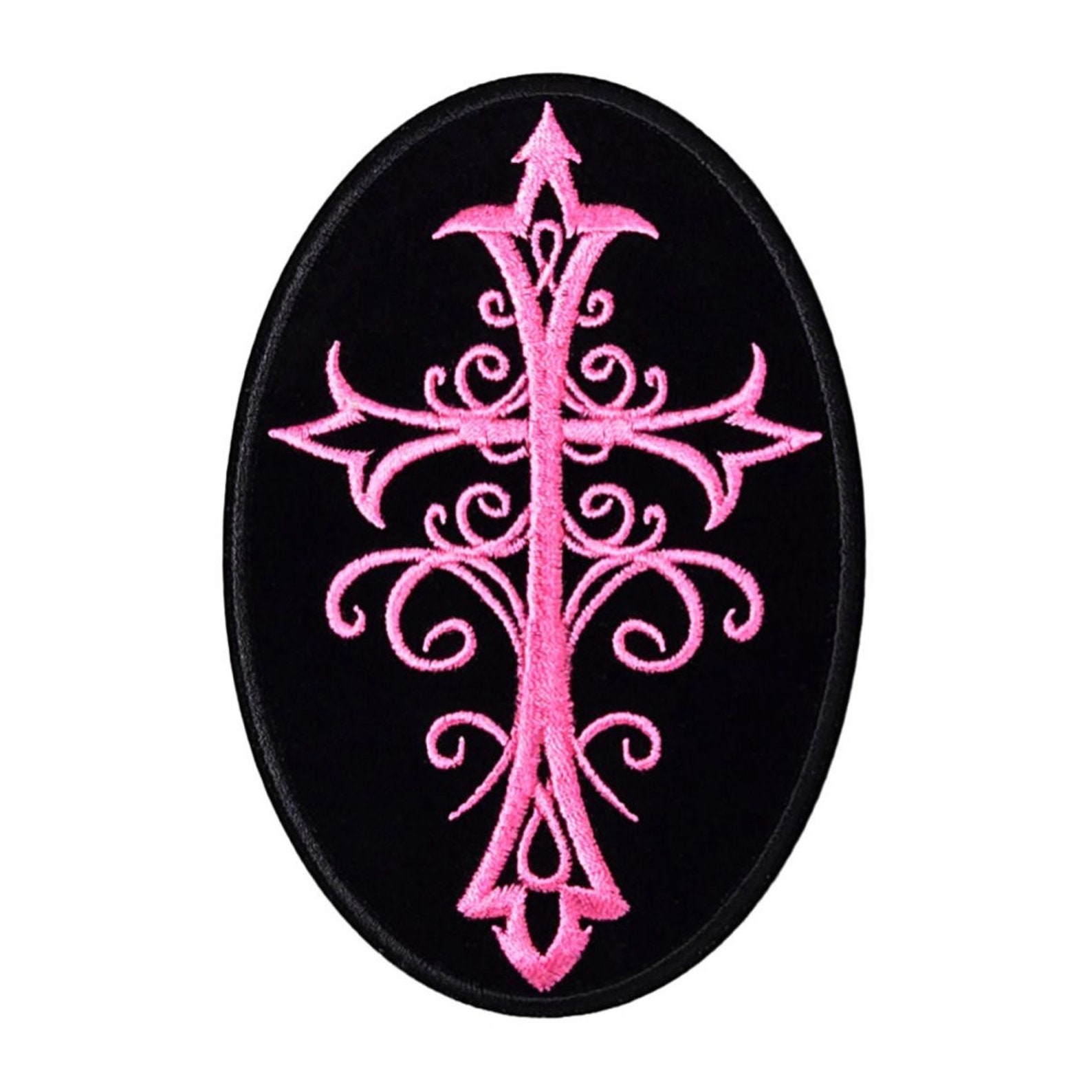 Pink Crucifix Cross Embroidered Patch - 2pc 3 X 5 Inch Iron on Sew on ...