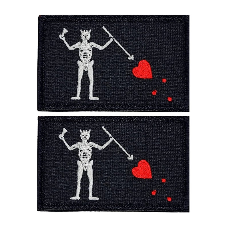 Blackbeard Pirate Flag Morale Patch - 3 X 2 Inch Hook Fastener Backing - Etsy