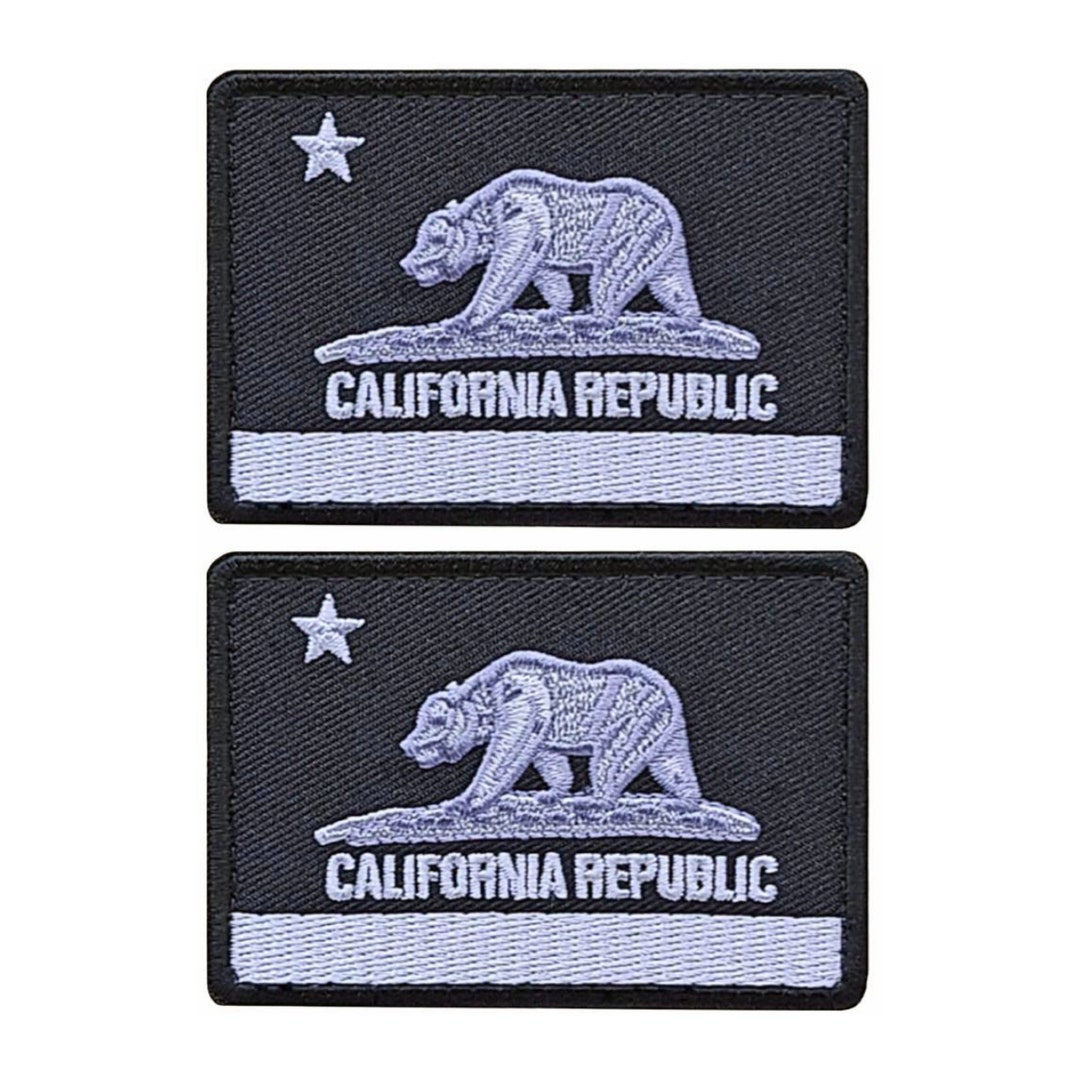 California State Republic Flag Embroidered Patch - 2pc 3 X 2 Inch Hook ...