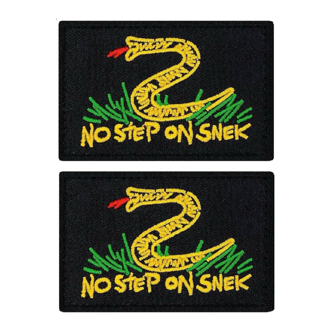 No Step on Snek PVC Rubber Patch - 2pc 3 X 2 Inch Hook Fastener Backing ...