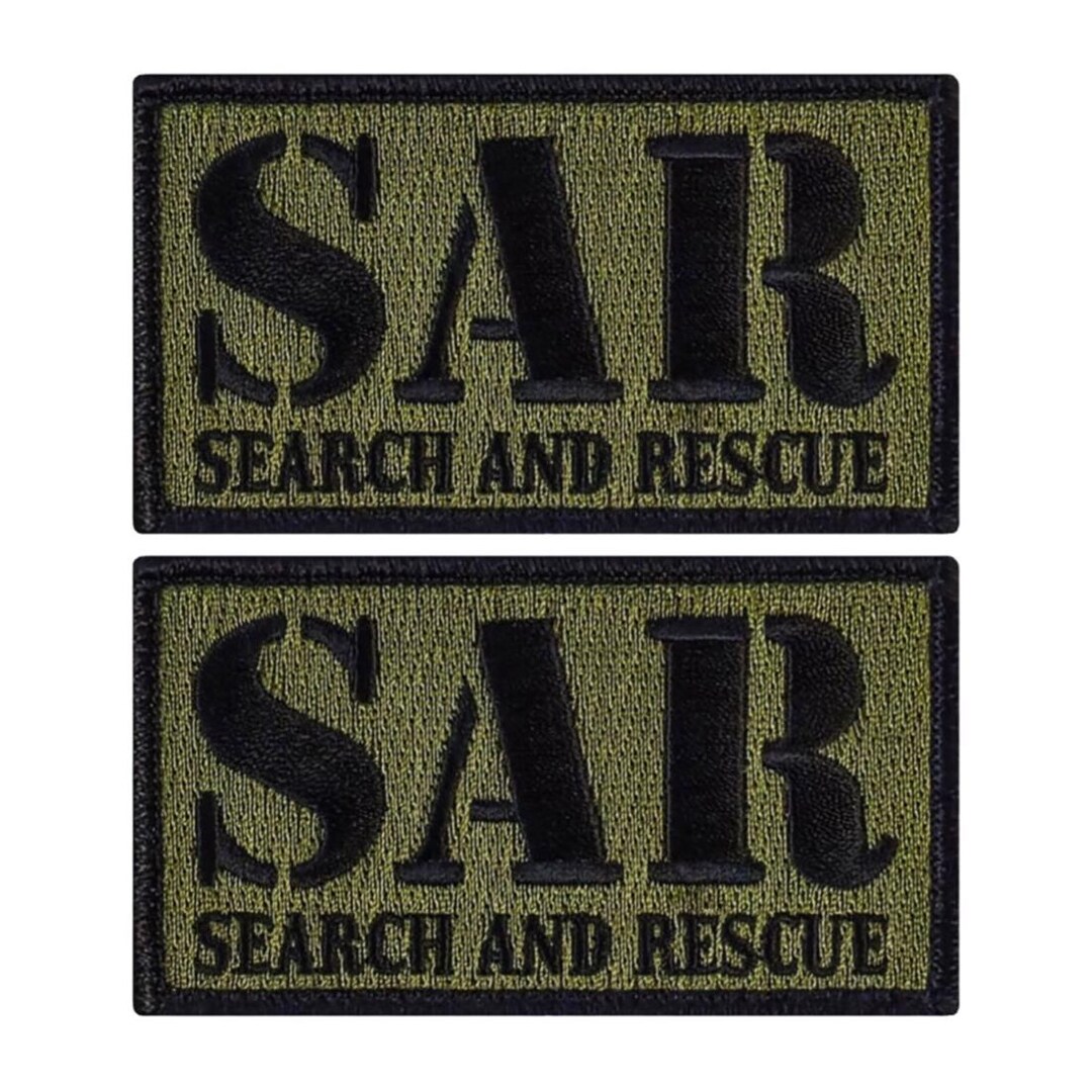SAR Search and Rescue Embroidered Tactical Patch 2pc 3.5 X 2 Inch Hook ...