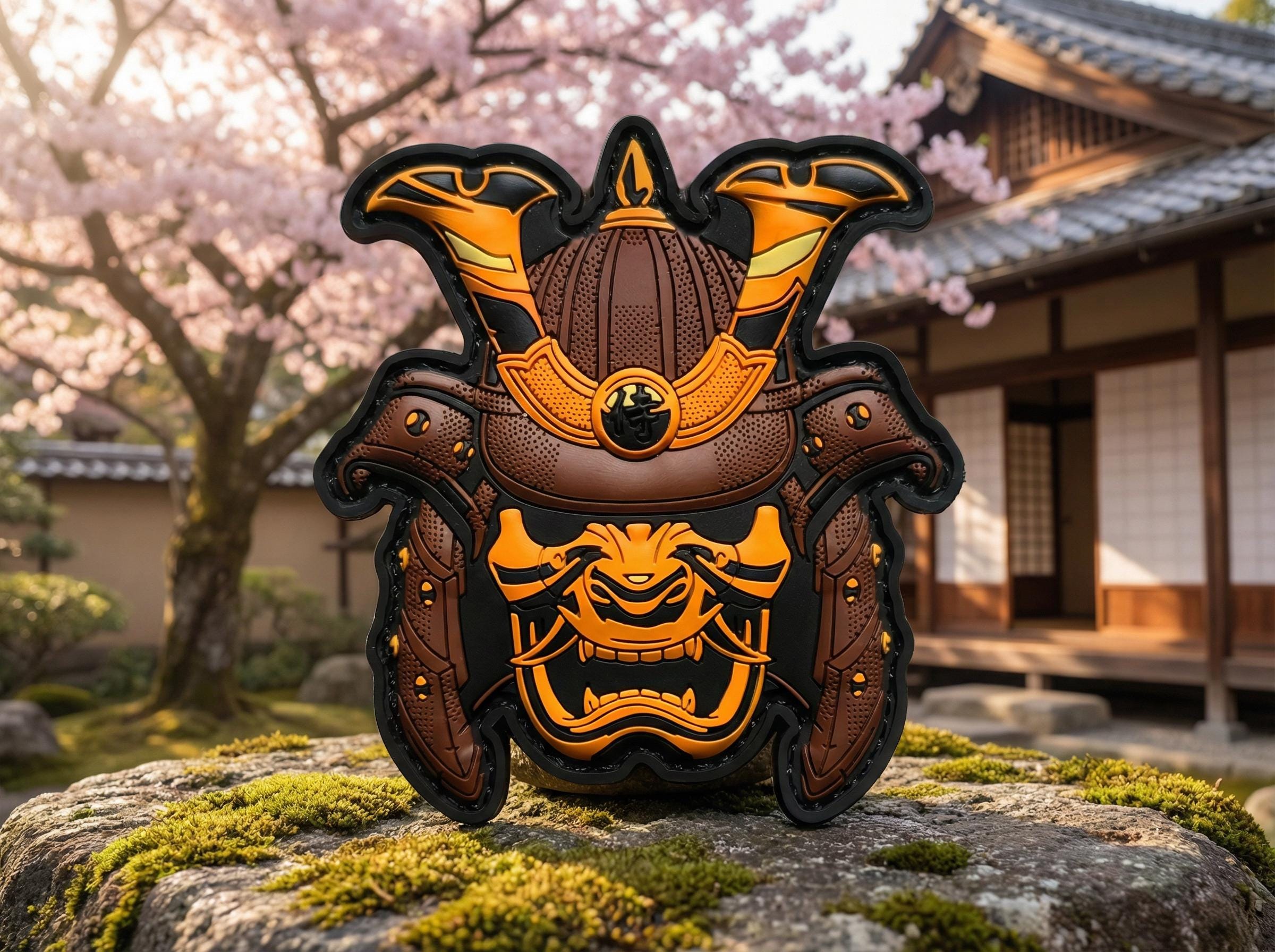 Samurai Mask PVC Rubber Morale Patch - 3 X 2.75 Inch Hook Fastener ...