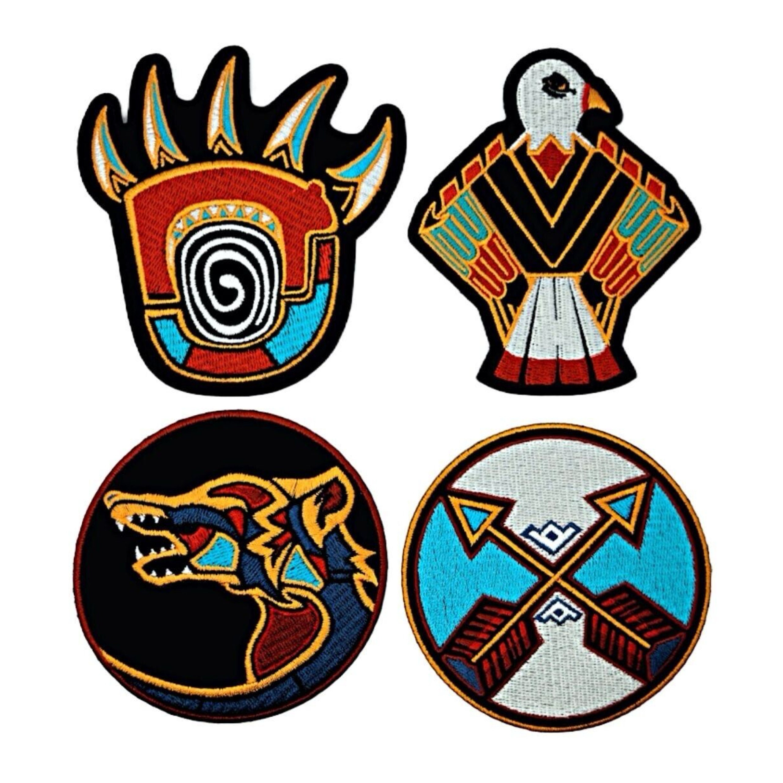 American Indian Wolf Bear Paw Eagle Indian Tribal Arrow Patch - 4pc ...