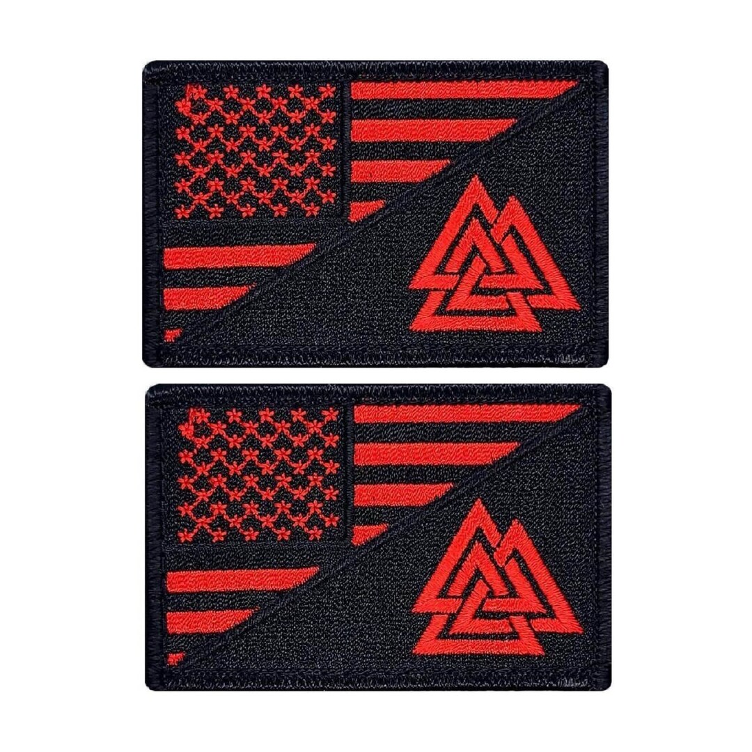 Valknut USA Flag Viking Odin Embroidered Patch - 2pc 3 X 2 Inch Hook ...