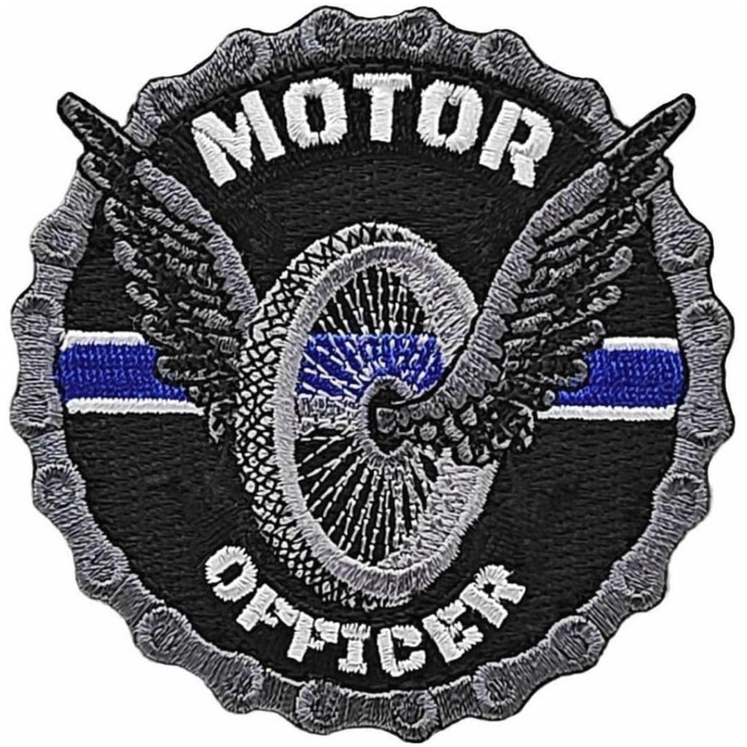 Motor Officer Police Thin Blue Line Bike Chains Wheel Patch - 3 X 3 ...