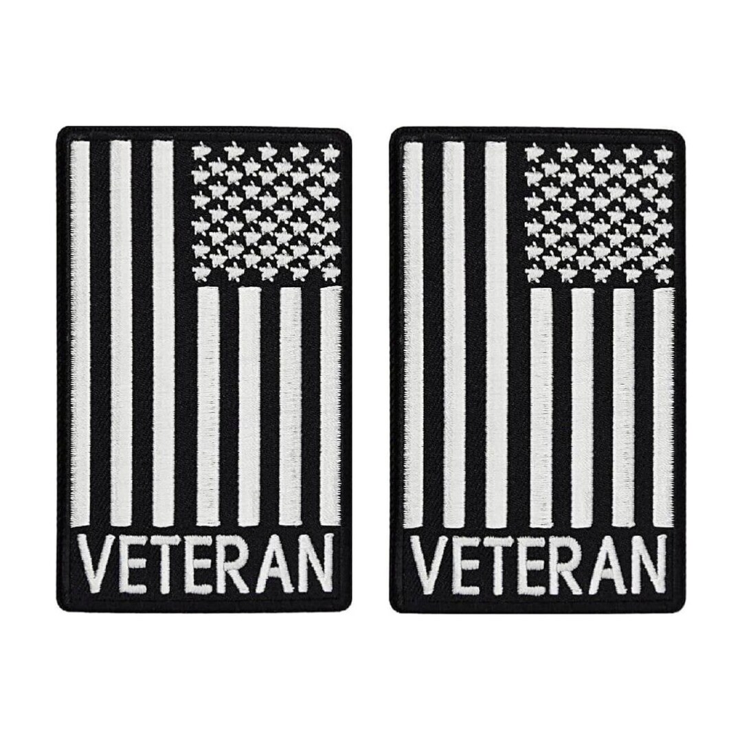 USA American Flag Veteran Vet Patch - 2pc 4 X 2.5 Inch Iron on or Sew ...