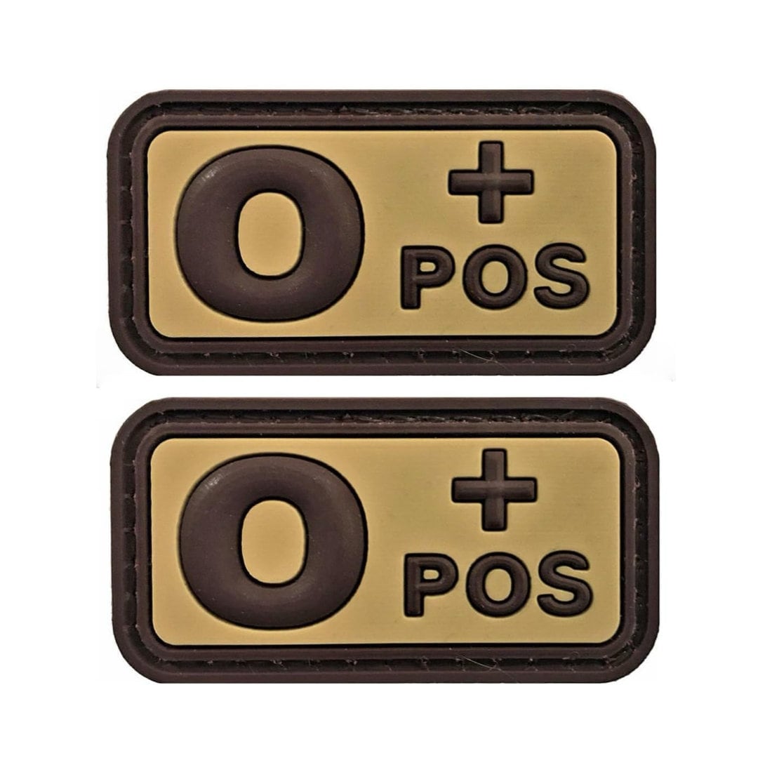 Blood Type O+ Positive PVC Rubber Morale Patch - 2pc 2 X 1 Inch Hook ...