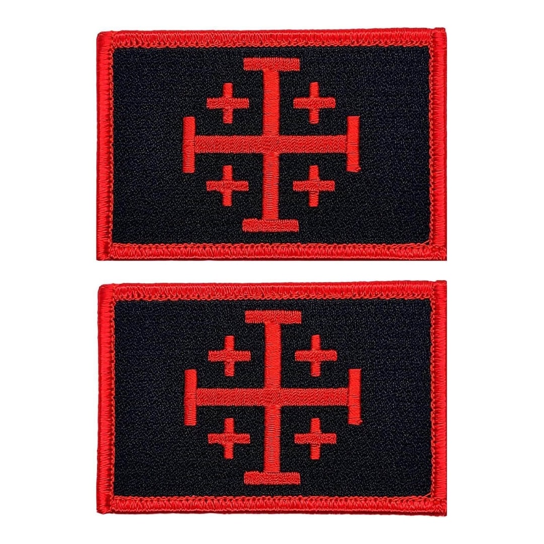 Jerusalem Cross Crusader Infidel Templar Knight Patch 2pc 3 X 2 Inch Hook Fastener Backing - Etsy
