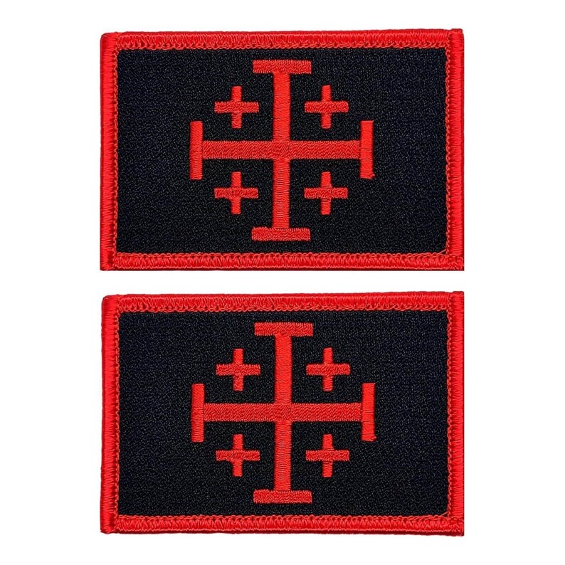 Jerusalem Cross Crusader Infidel Templar Knight Patch 2pc 3 X 2 Inch ...