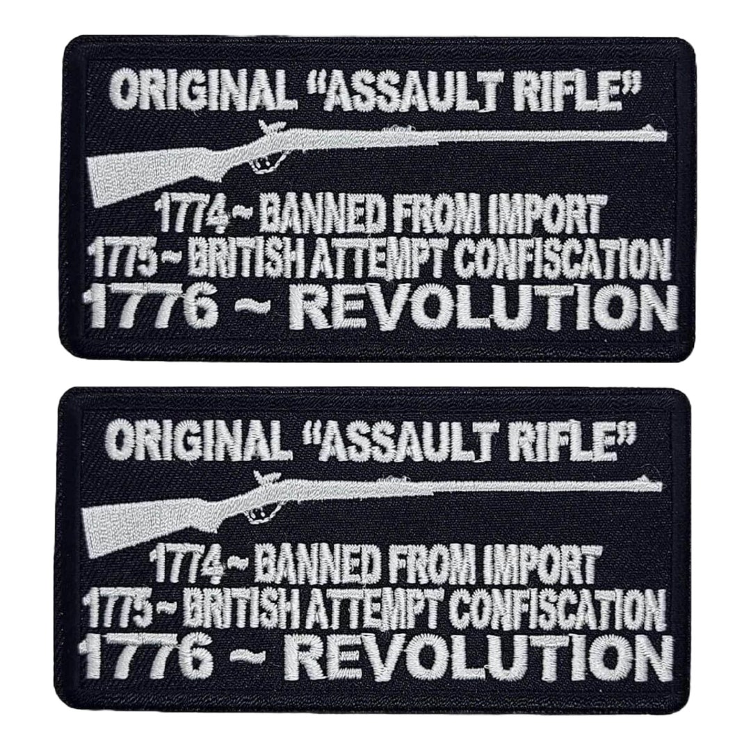 Original Assault Rifle 2nd Amendment 1776 Patch - 2pc 4 X 2 Inch Iron ...