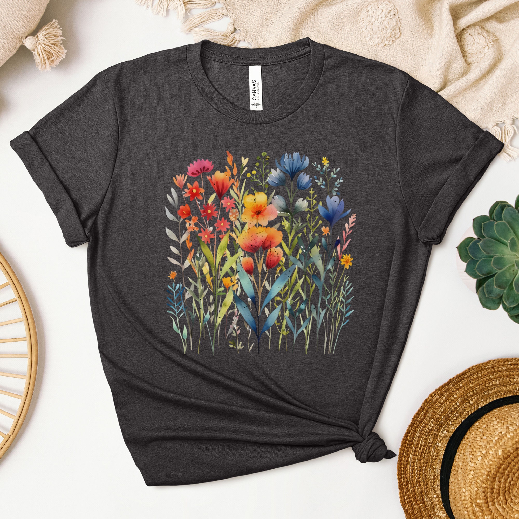 Boho Wildflowers Cottagecore Shirt, Whimsigoth Tee, Plant Shirts, Gift ...