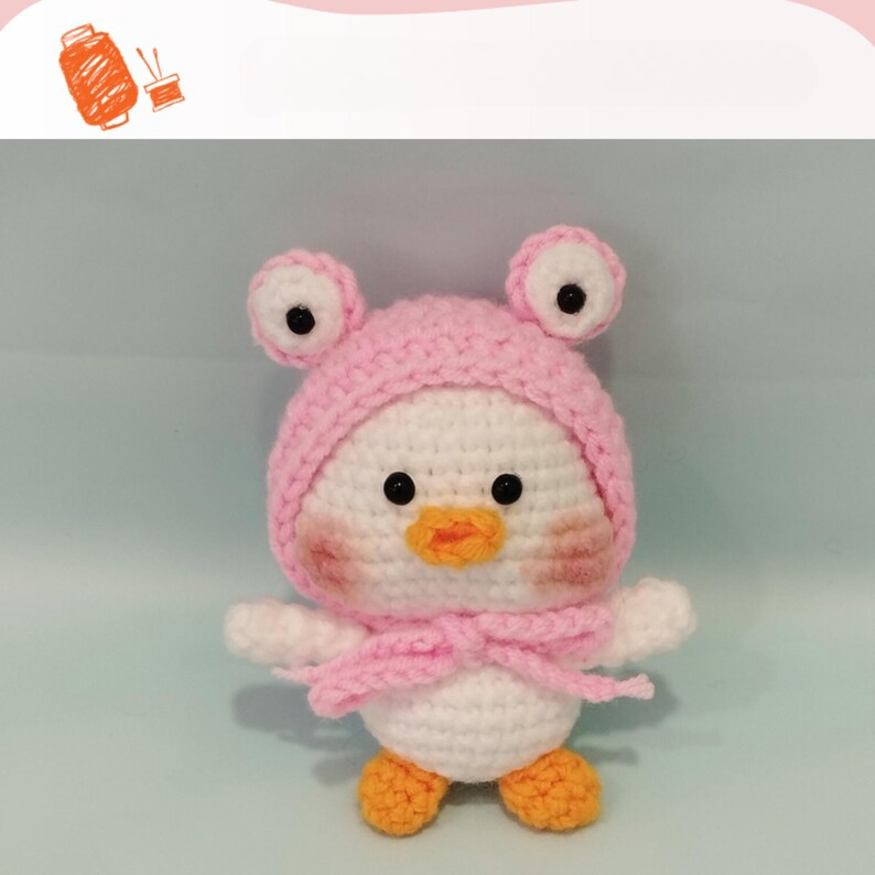 Handmade Crochet Cute Duck With Hat Keychain, Duck Wear Hat Keychain ...