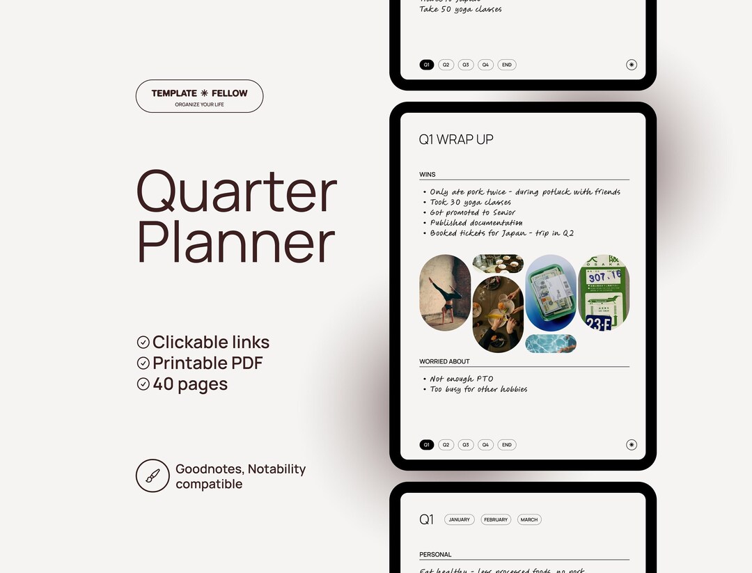 Elevate Your Life Goals With the Quarterly Planner by Template Fellow ...