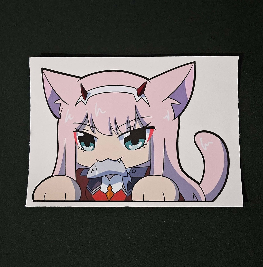Neko Zero Two Peeker Decal - Etsy