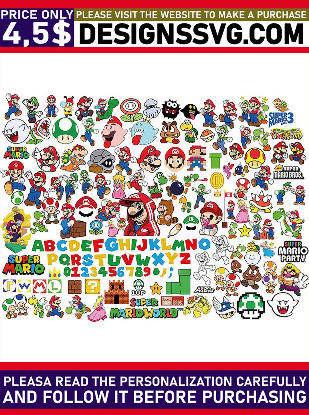 Super Mario Bundle Svg, Mario Family Svg, Mario Svg Cut Files for ...