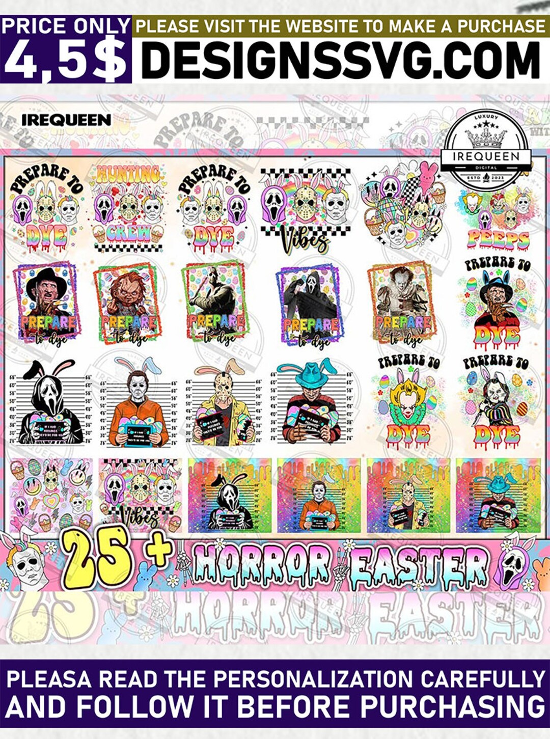 25 Horror Easter Png Bundle ,easter Killer Mugshot Png Bundle, Happy ...