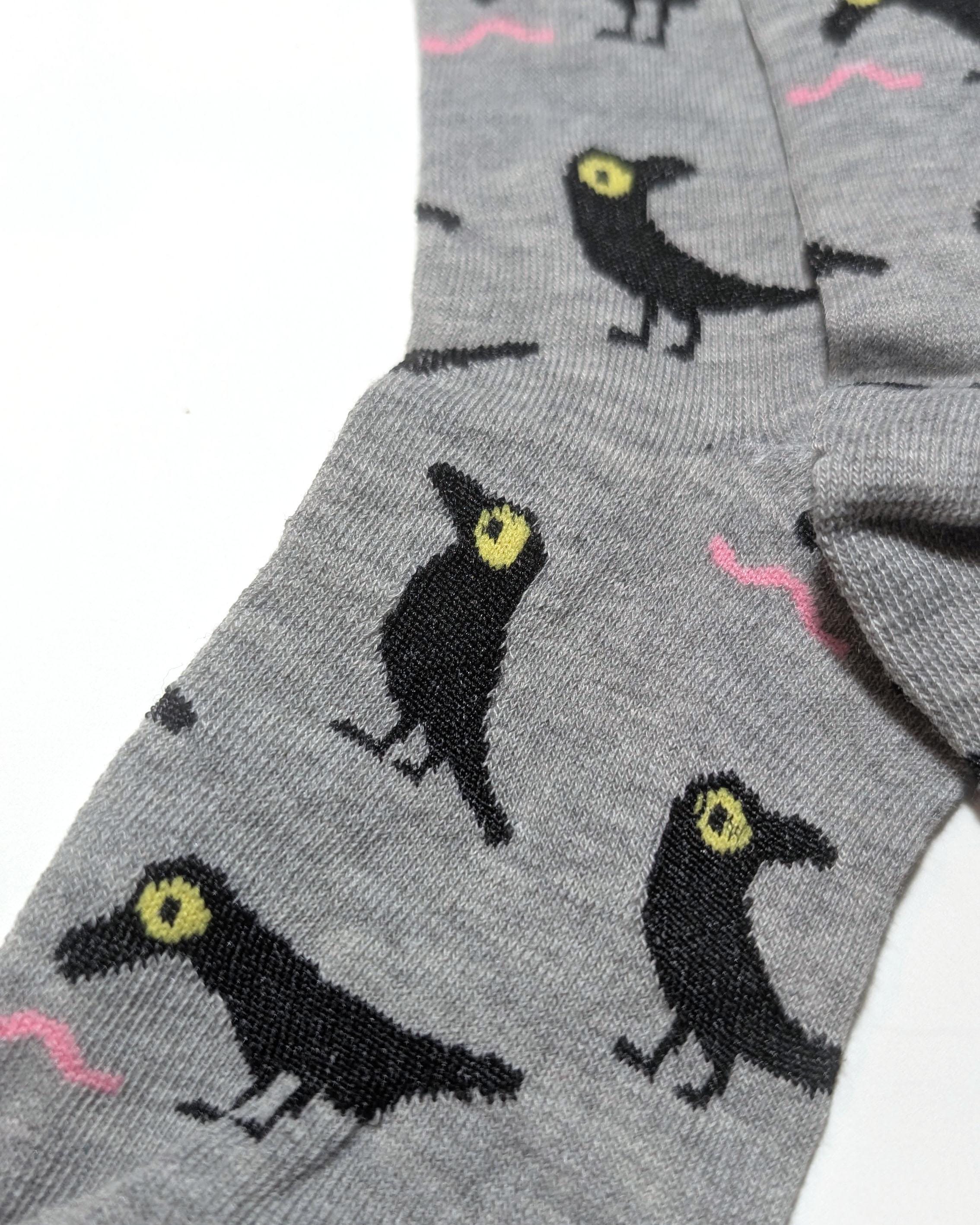 Sockroos Playful Crow & Worm Socks Fun Quirky Bird Design Unique Gift ...