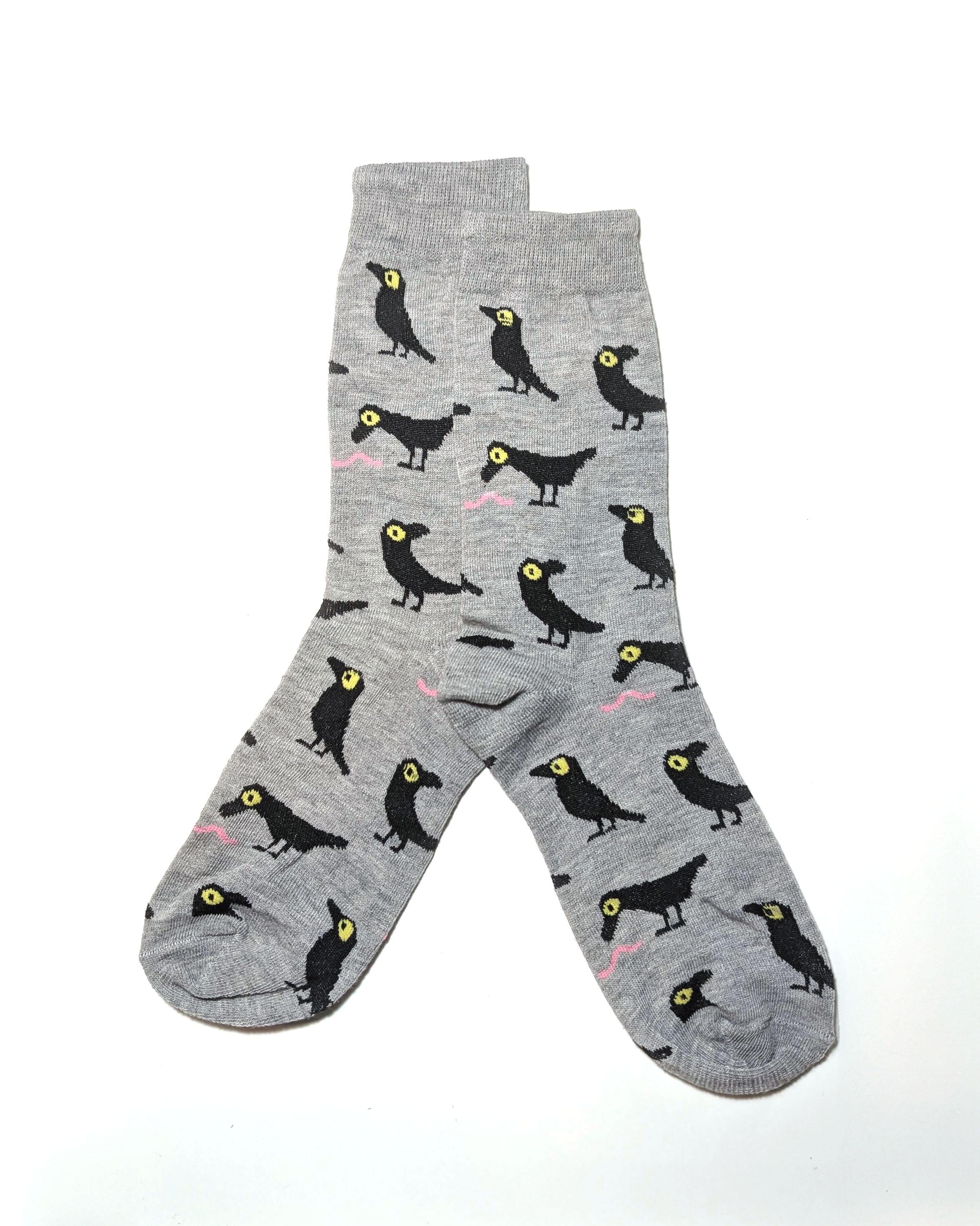 Sockroos Playful Crow & Worm Socks Fun Quirky Bird Design Unique Gift ...
