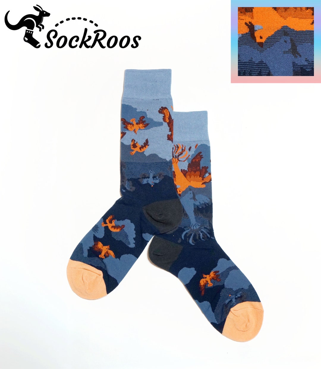 Sockroos Collection - Avian Adventure on Azure - Unisex Socks - Gifts ...