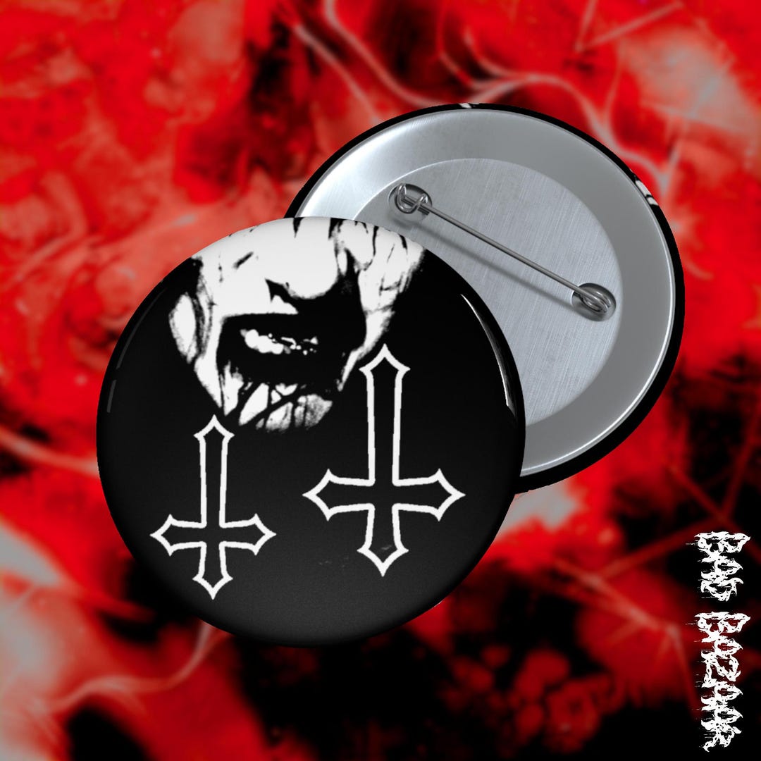 Black Metal Gothic Inverted Upside Down Cross Pin Button for Punk ...