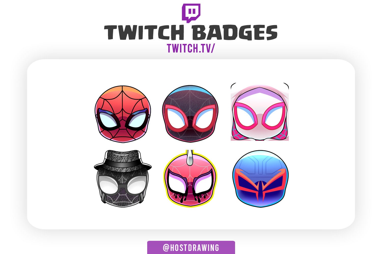 6x Spiderverse Twitch Youtube Discord Badges | Chibi Badges | Spider ...