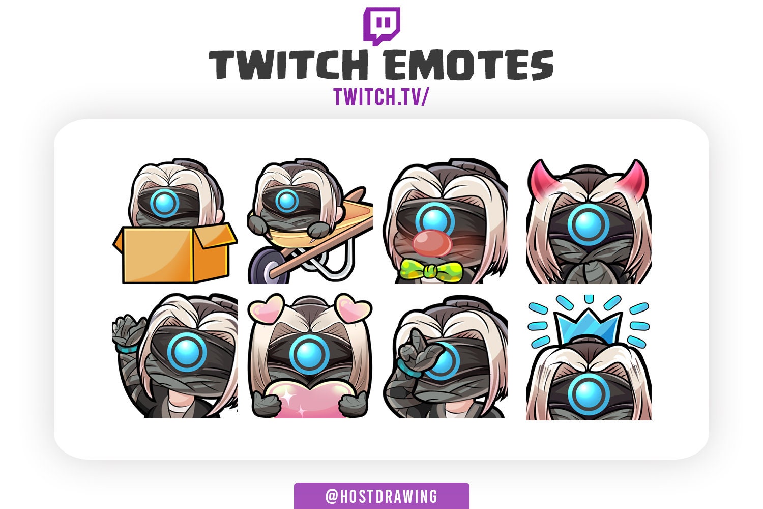 8x Battle Royale Mask Girl Twitch Youtube Discord Emote | Chibi Emotes ...