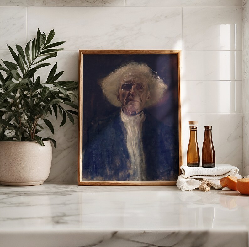 Vintage Old Man Portrait Antique Style Digital Art Print Retro Wall ...