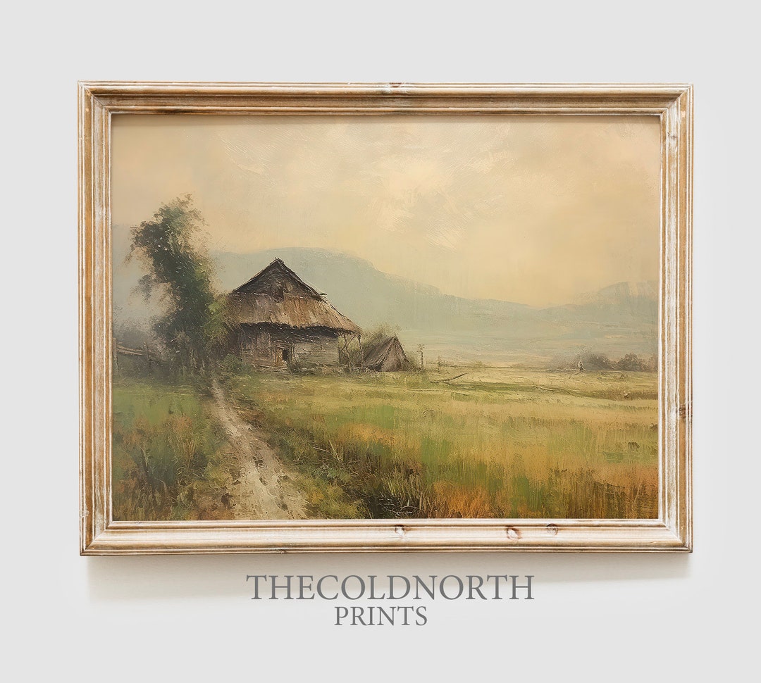 Rustic Country House Wall Art Landscape Painting Vintage Art Landscape ...