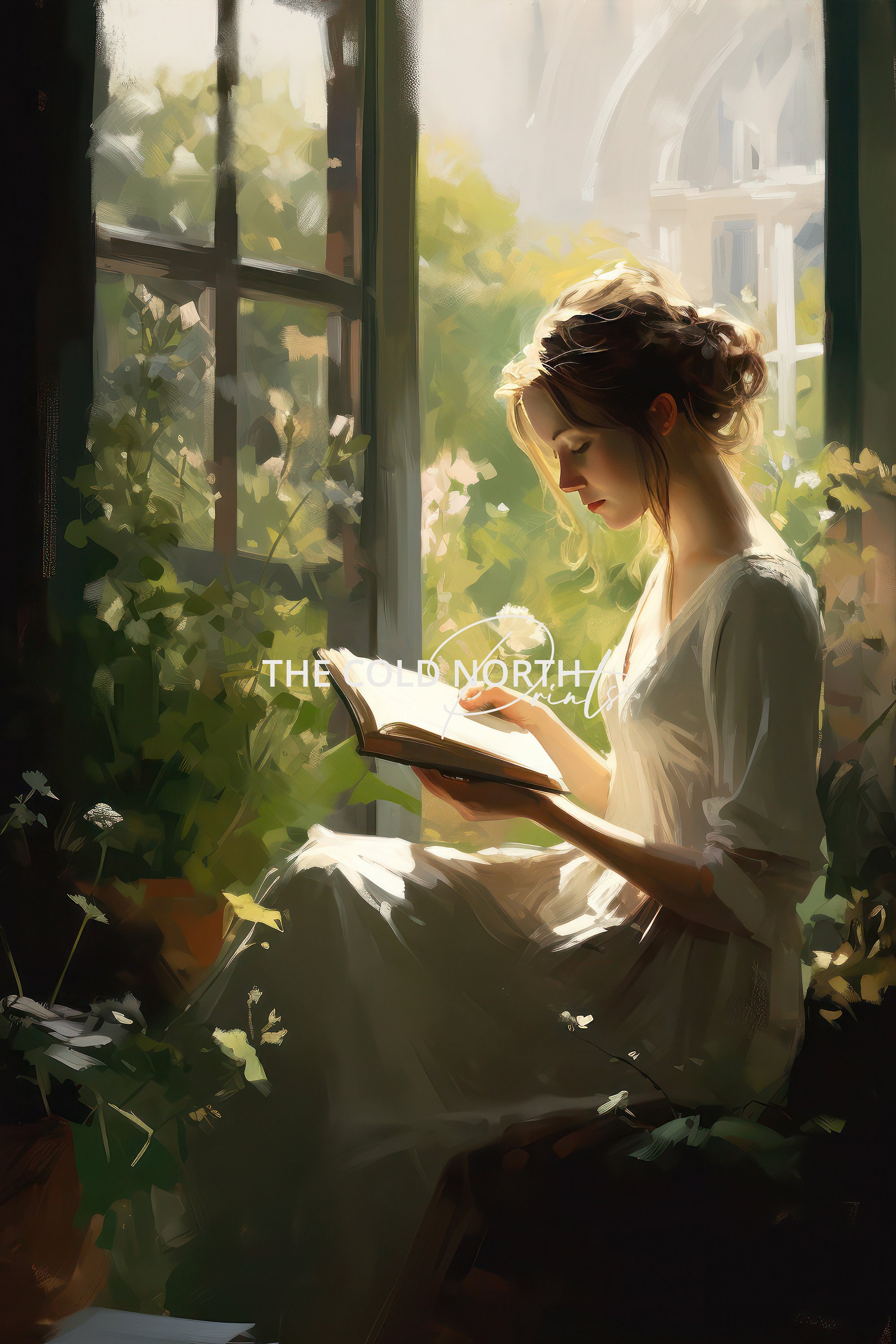 Vintage Portrait Painting Woman Reading A Book Painting Portrait ...