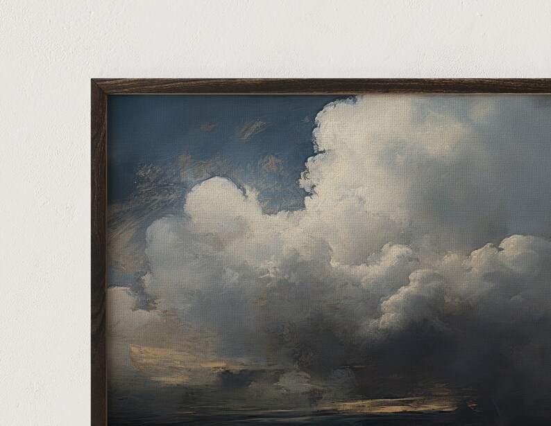 Vintage Clouds Study Painting, Sky Wall Art Print, Nature Decor, Atmospheric Scene, Cottage Core ...