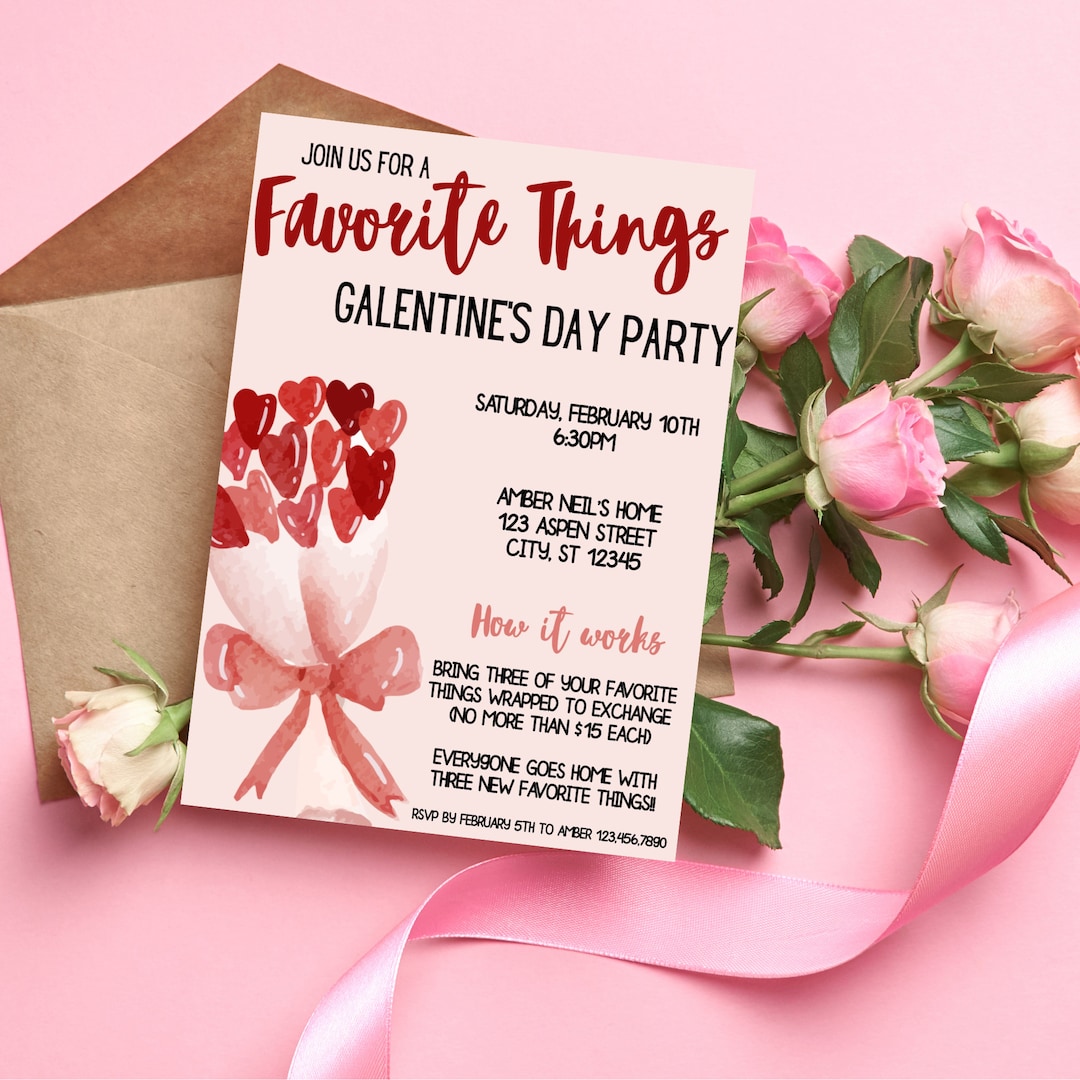 Favorite Things Galentines Day Editable Invitation Template - Etsy