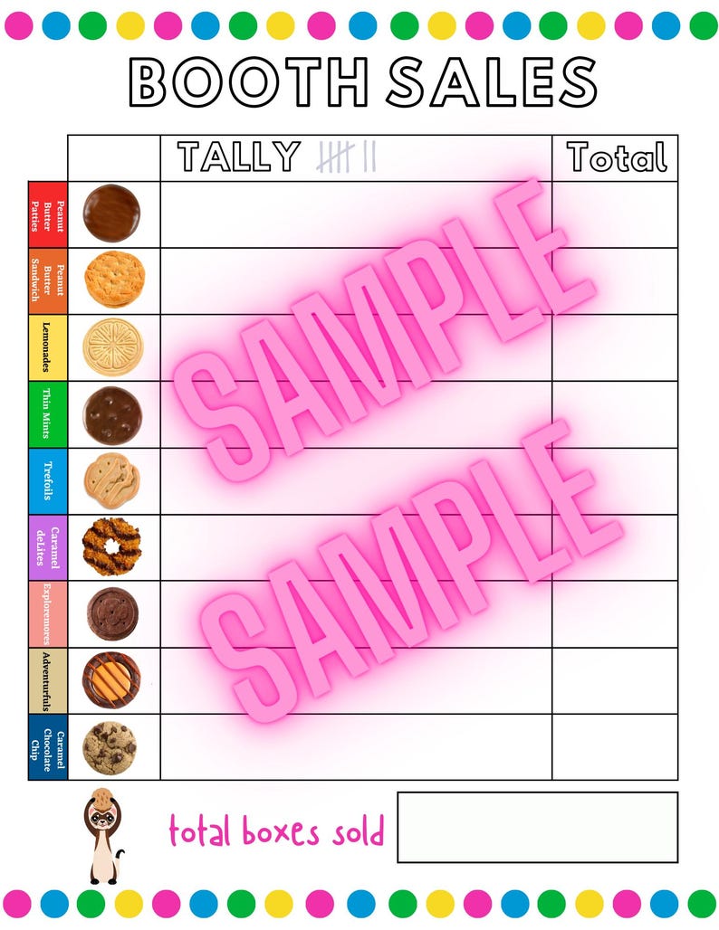 Digital LBB + ABC Girl Scout Cookie Booth Printable Tally Sheets - Etsy