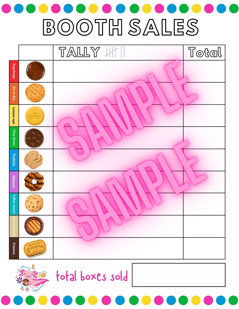 Digital LBB Girl Scout Cookie Booth Printable Tally Sheet - Etsy