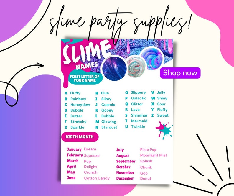 Slime Name Party Game - Etsy