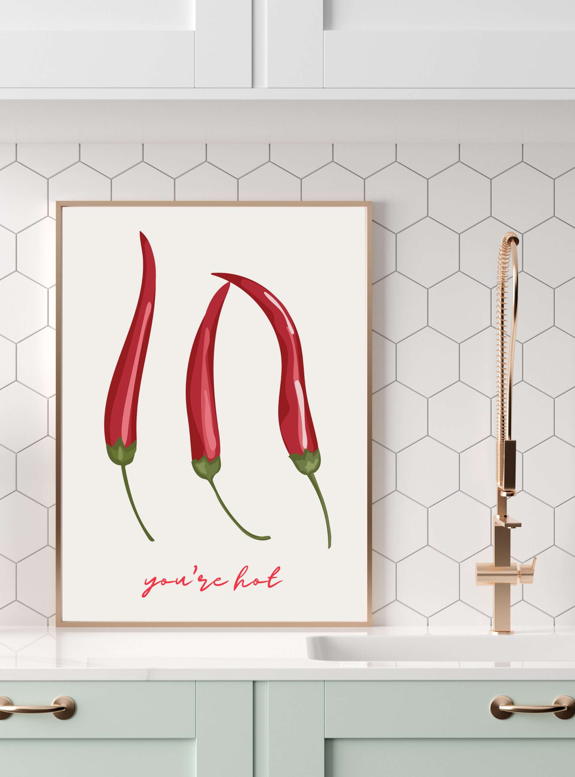 Three Chilli Print DIGITAL DOWNLOAD PRINT You're Hot Chilli, Kitchen ...