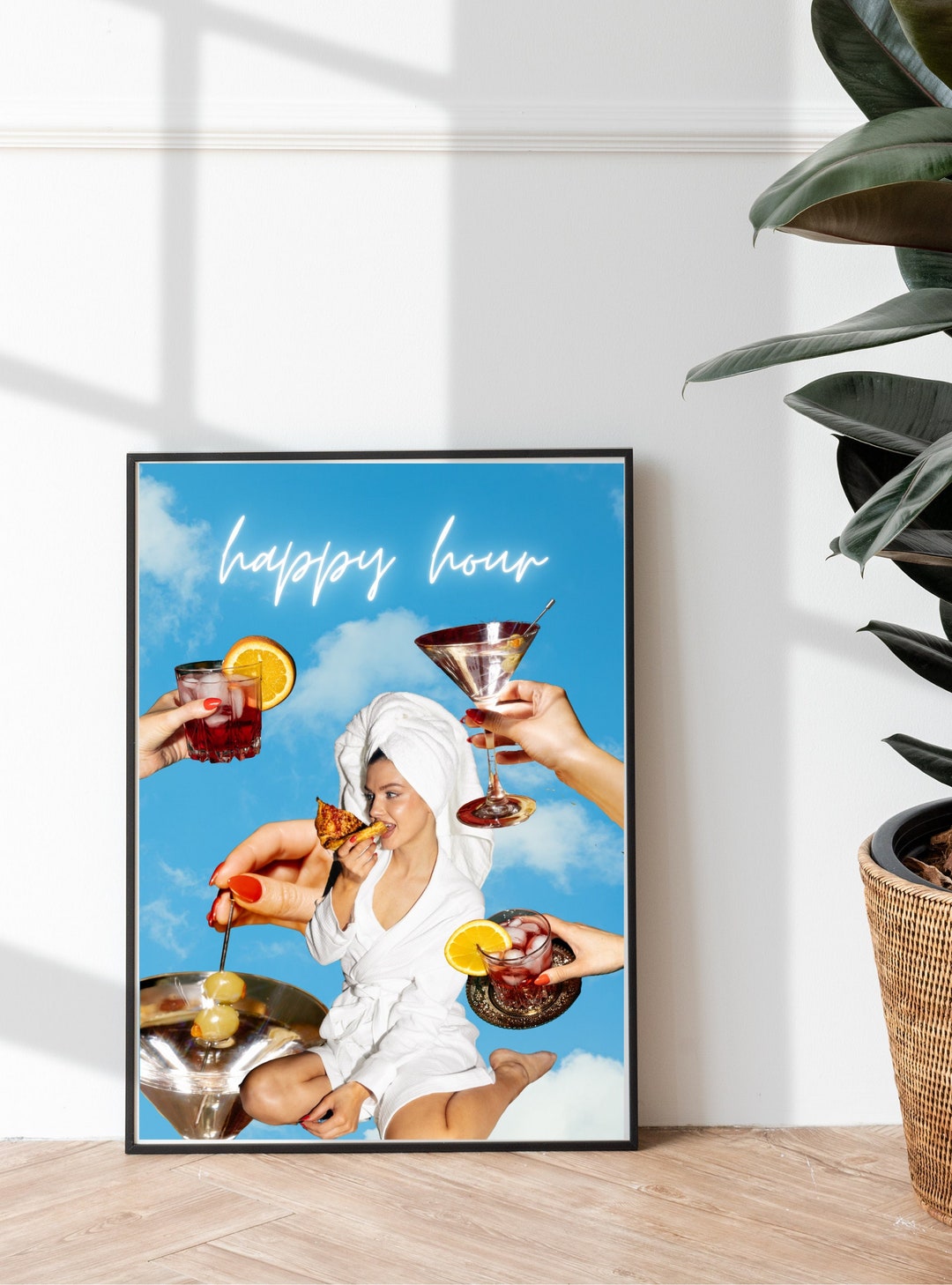 Happy Hour Blue DIGITAL DOWNLOAD PRINT Collage Print, Trendy Print ...