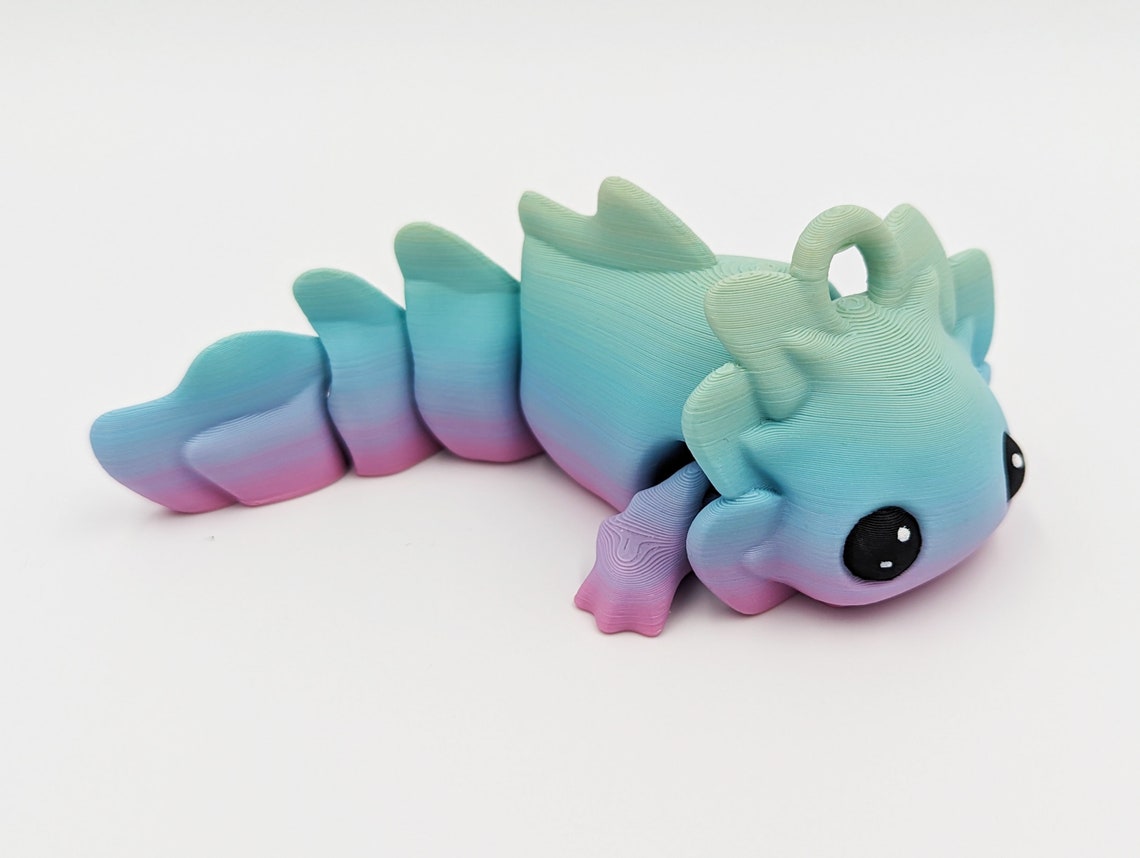 Axolotl Tadpole Flexi 3D Printed Toy Layers in Green - Etsy