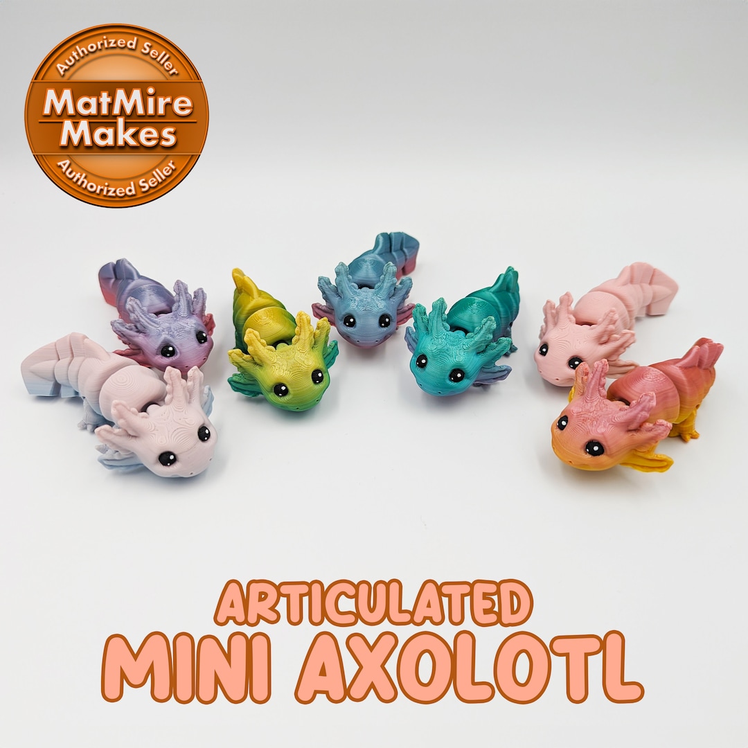 Mini Axolotl Flexi 3D Printed Toy Matmire Makes - Etsy